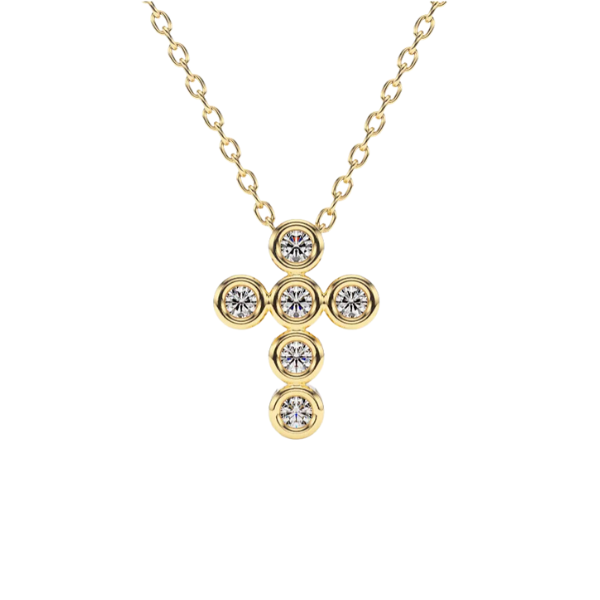 Yellow Gold Diamond Bezel Cross • Brooks Diamonds