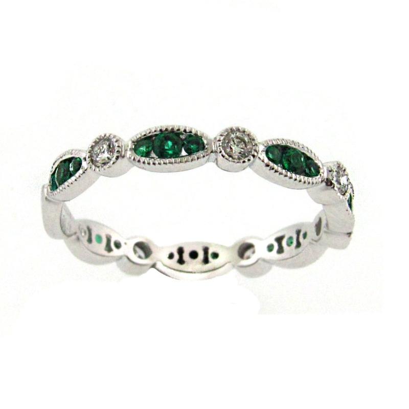 Emerald & Diamond Stackable Ring – Brooks Diamonds